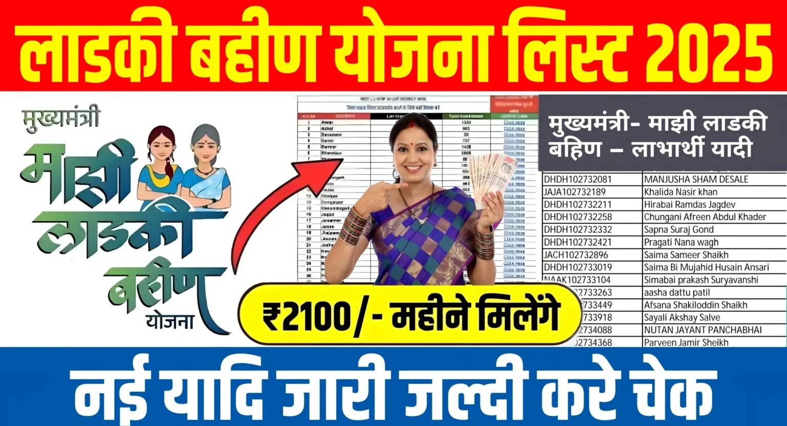 Ladki Bahin Yojana List 2025: लाडकी बहिन योजना लाभार्थी सूचि जारी, यहाँ से करे चेक| Ladki Bahin ...